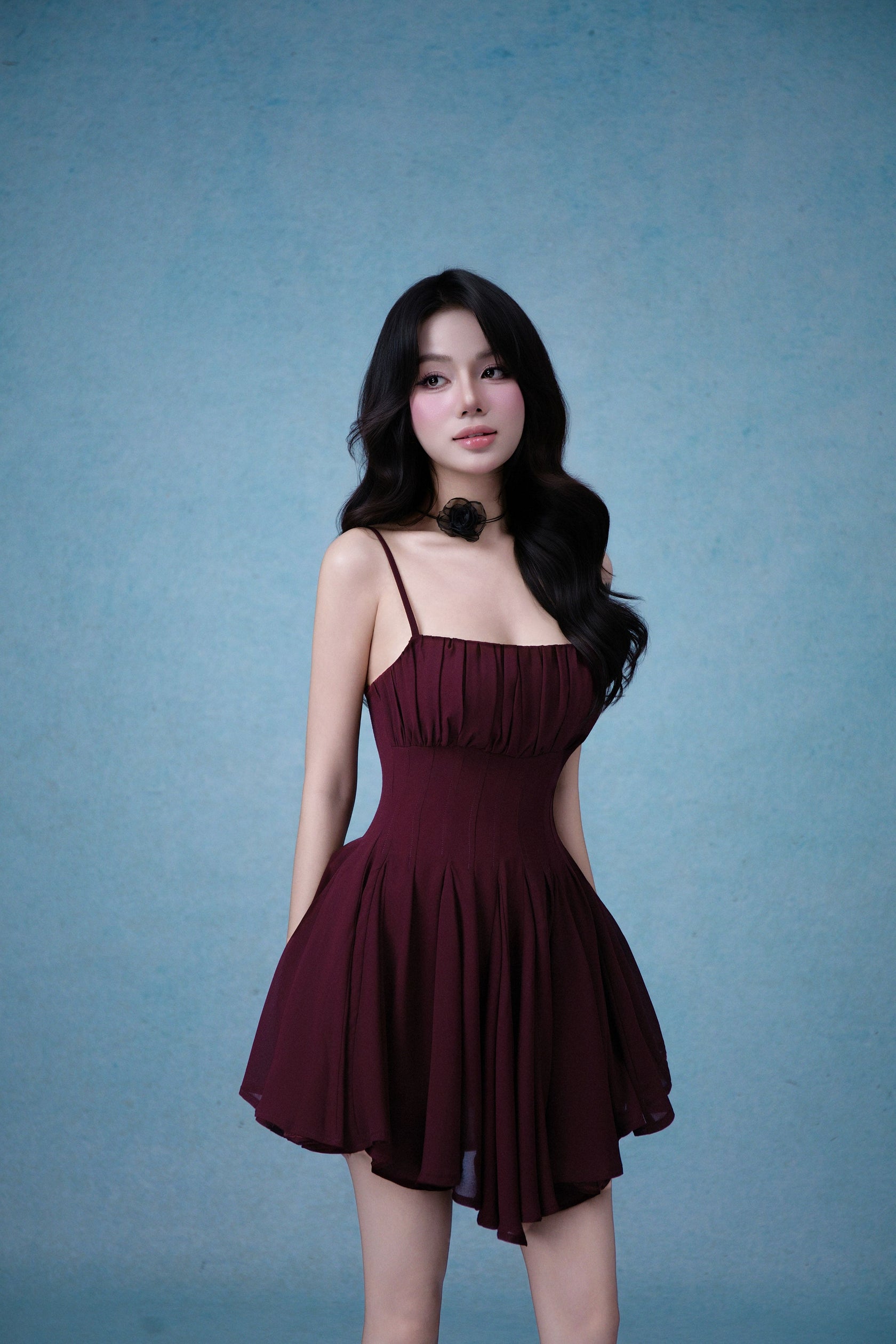 Hera Mini Dress In Burgundy – bubd